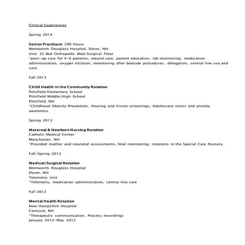 Clinical Experiences | DOCX