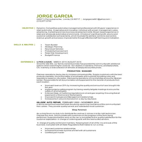Jorge Garcia Resume | PDF