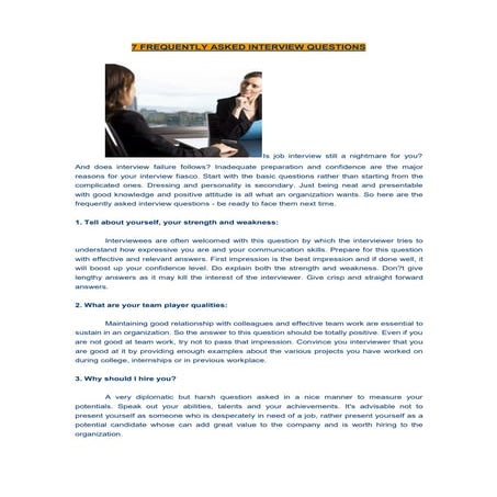 7 frequently asked interview questions | PDF