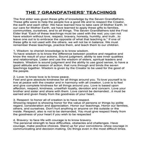 7 Grandfathers Teachings | PDF