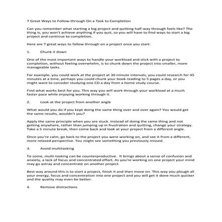 7 great ways to follow through on a task to completion | DOC