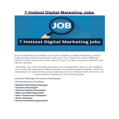7 hottest digital marketing jobs | PPT