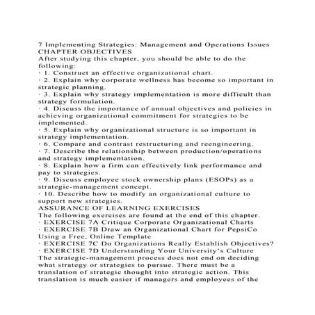 7 Implementing Strategies Management and Operations Issues CHAP.docx | Business Administration ...