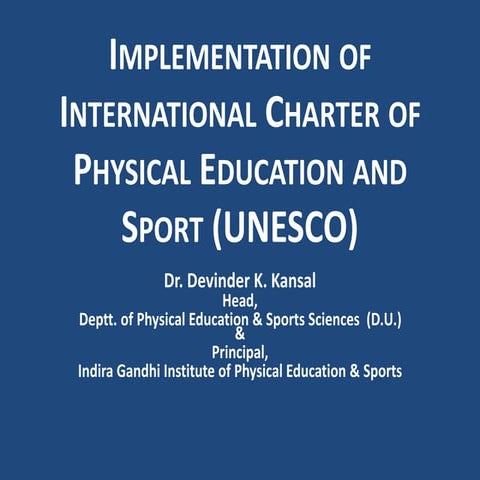 Implementation of International Charter of Physical Education and Sport ...