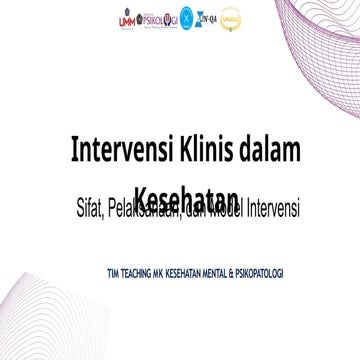 Intervensi Klinis: Sifat, Sifat, Pelaksanaan, dan Model Intervensi | PPTX