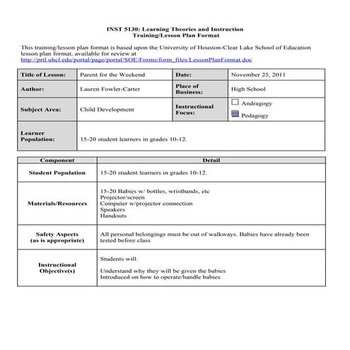 Unit Three Lesson Plan | DOC