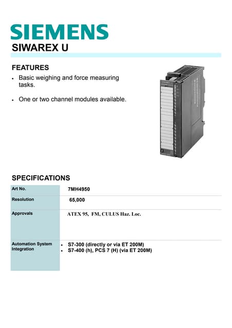 7MH4900 SIWAREX FTC | PDF