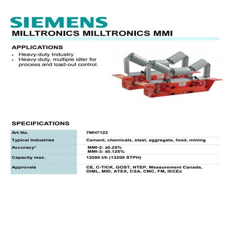 7MH7122 SIEMENS MILLTRONICS MMI BELT SCALE | PDF