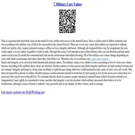 7 Military Core Values | PDF