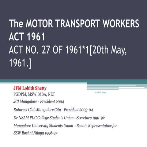 The Motor Transport Workers Act 1961 | PDF