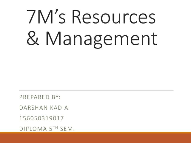 7 M's of Management | PPT