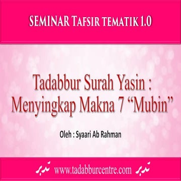 7 "Mubin" Surah Yasin : Munasabah dan Siyaq Ayat | PDF