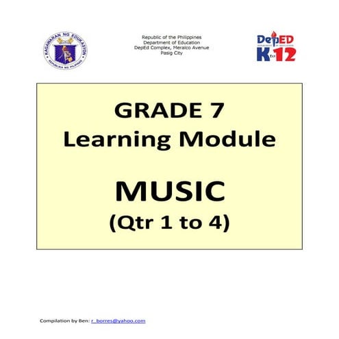 Grade 7 Learning Module in Music (Quarter 1 to 4) | PDF