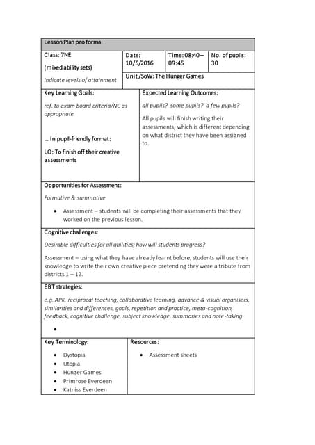 9AS Improvements Lesson plan | PDF