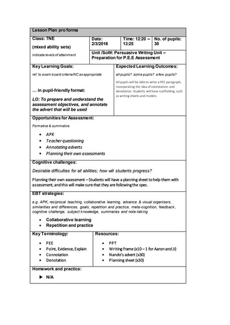 9AS Improvements Lesson plan | PDF