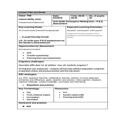7NE Lesson 13 plan | PDF