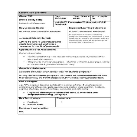 7NE Lesson 17 plan | PDF