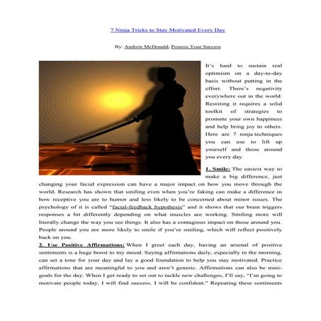 7 ninja tricks to stay motivated every day | PDF