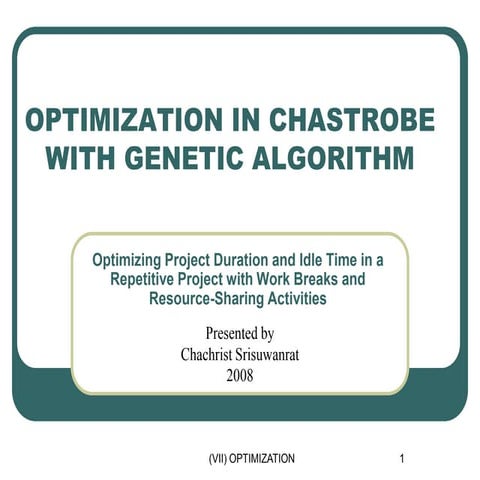 Optimization in ChaStrobe Software with Genetic Algorithm | PPT