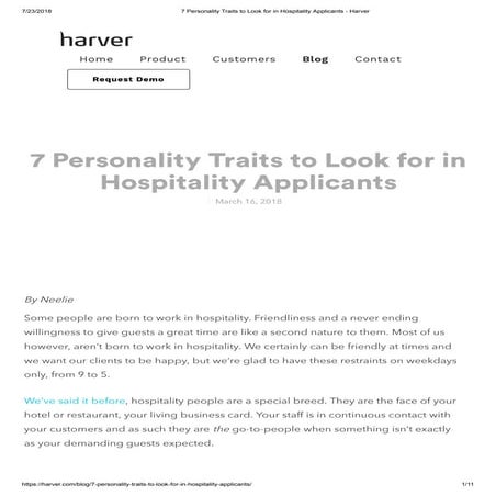 7 personality traits to look for in hospitality applicants | PDF