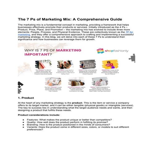 The 7 Ps of Marketing Mix: A Comprehensive Guide | DOCX