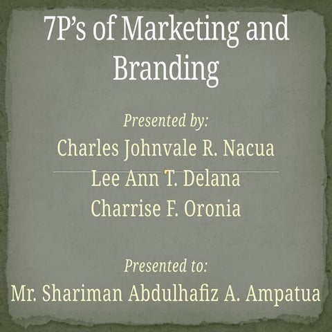 7Ps-MODULE-5. For Entrepreneurship. pptx | PPT