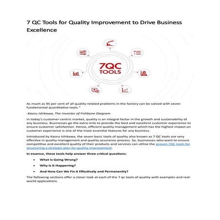 7 QC Tools for Quality Improvement to Drive Business Excellence | PDF