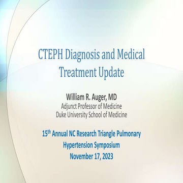 CTEPH Diagnosis and Medical Treatment Update | PPTX