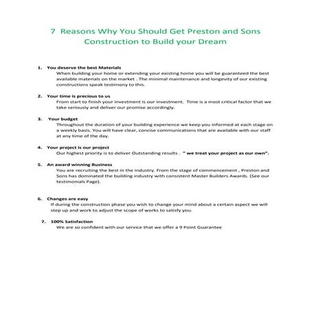 7 reasons why you should get preston and sons construction to build ...
