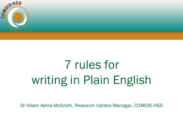 7 rules for writing in plain english 7 rules for writing in plain english