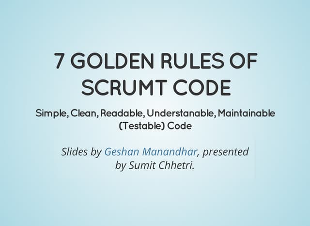 7 Rules Of Simple And Maintainable Code Pdf