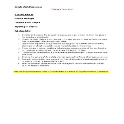 7 sample of job description | PDF