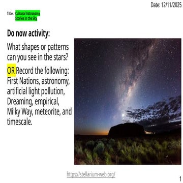 Cultural Astronomy First Nations Australia | PPTX