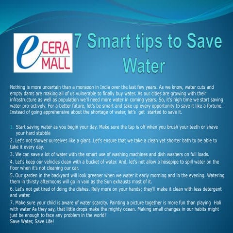 7 smart tips to save water | PPT