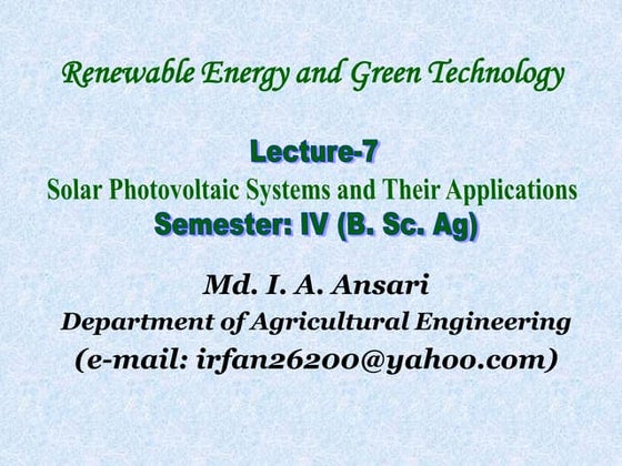 Iv curve parameters | PPTX | Physics | Science