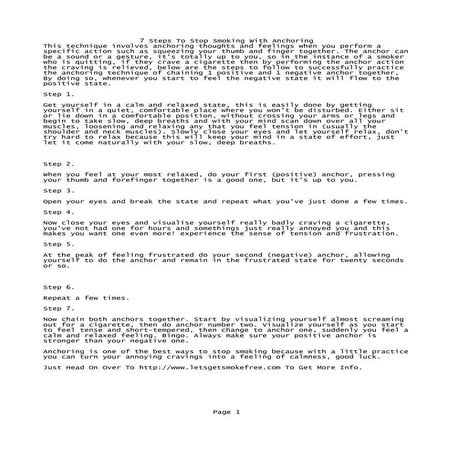 7 steps to stop smoking with anchoring | PDF