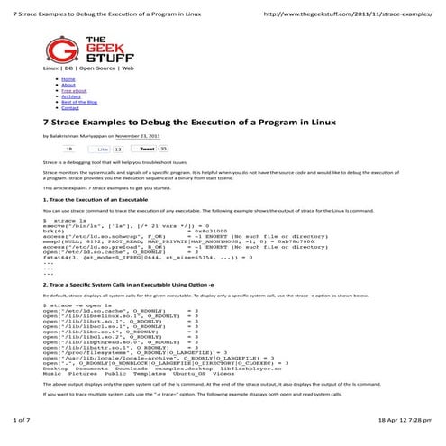 7 Strace Examples To Debug The Execution Of A Program In Linux Pdf 