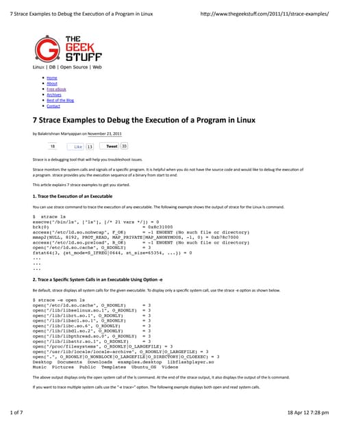 7 Strace Examples To Debug The Execution Of A Program In Linux Pdf