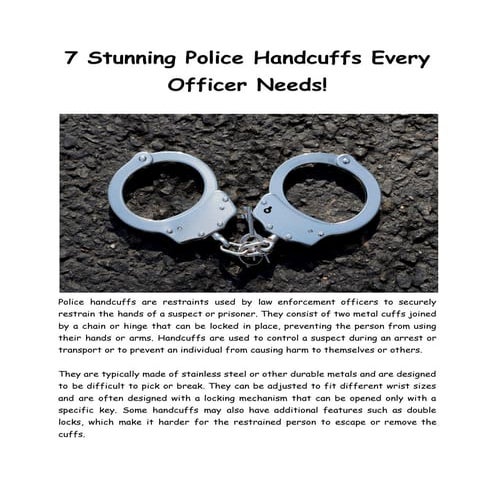 Proper handcuffing techniques for use in the field | PPT