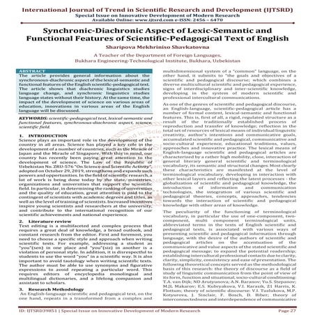 Synchronic Diachronic Aspect of Lexic Semantic and Functional Features ...