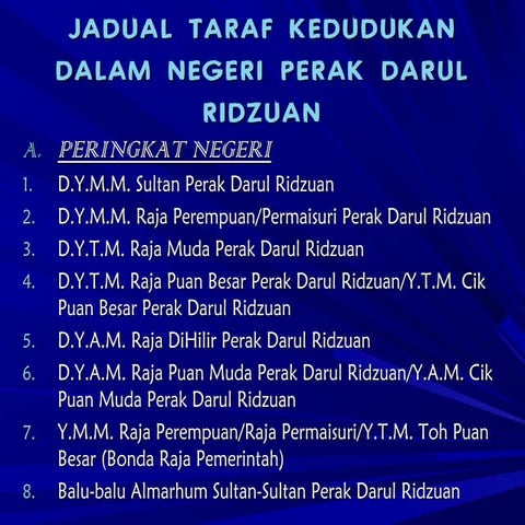 7 taraf kedudukan dalam negeri perak | PPT