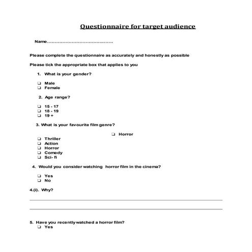 Target audience questionnaire | DOCX
