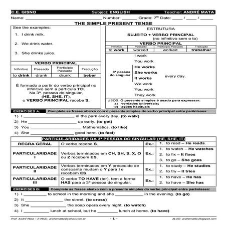 7th grade-the-simple-present-tense-food | PDF
