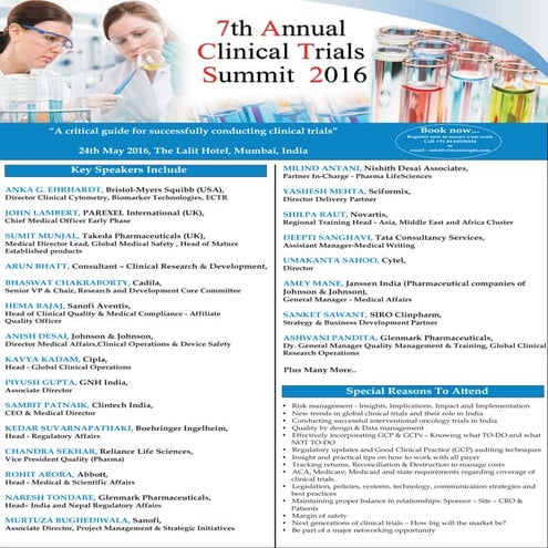 7th annual clinical trials summit 2016 | PDF