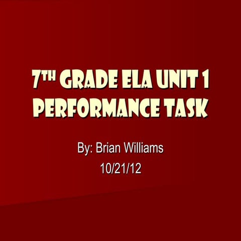 7th grade ela unit 1 performance task | PPT
