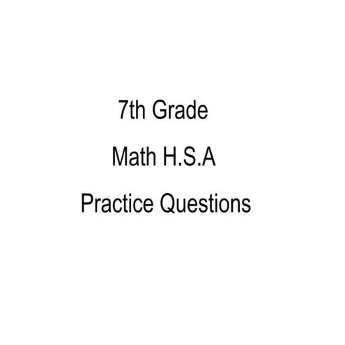 7th Grade Math HSA Prep Questions | PDF