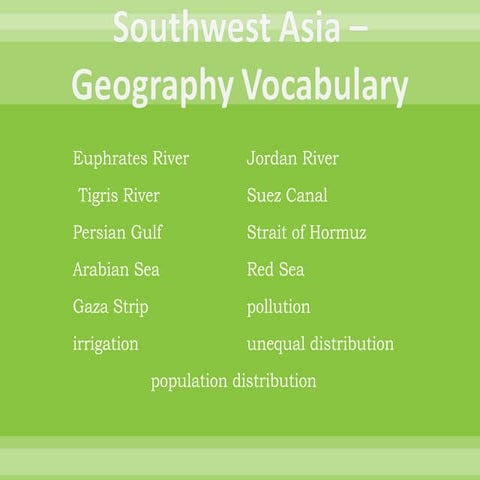 7th g rade southwest asia – geography vocabulary | PPT