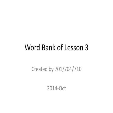 7th grade word bank of lesson 3 | PPT