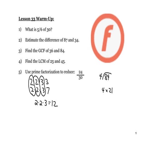 7th Math (C2) - Lesson 33 | PPT