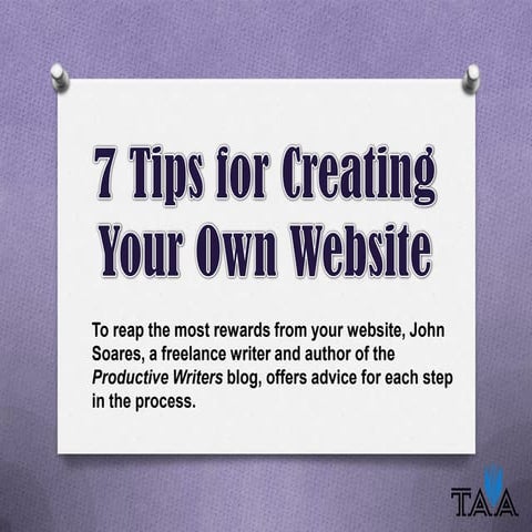 7 Tips for Creating Your Own Website | PPT